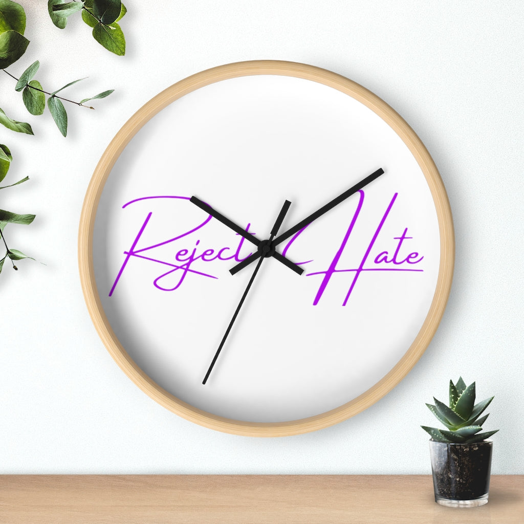 Reject Hate. Purple. Wall clock – GRW Designs